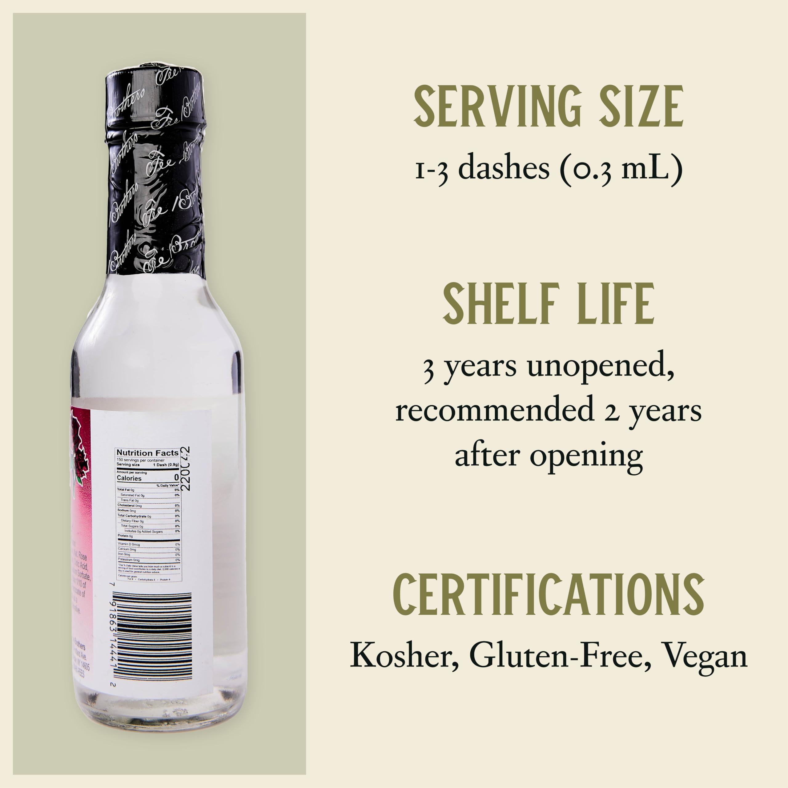 Fee Brothers Rose Botanical Water - Cocktail Mixer, Aromatic Spirit and Floral Flavoring Extract, 5 fl oz