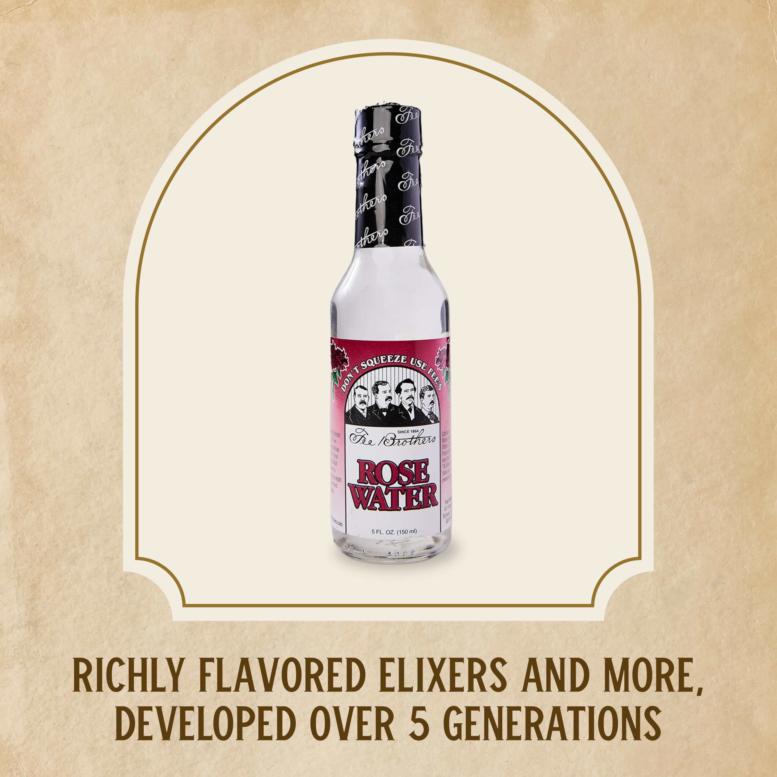 Fee Brothers Rose Botanical Water - Cocktail Mixer, Aromatic Spirit and Floral Flavoring Extract, 5 fl oz