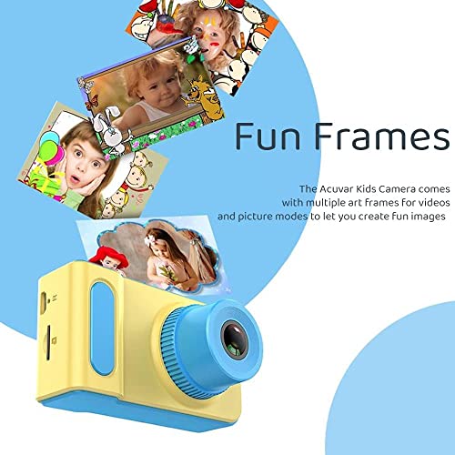 eDealz Full 1080P Kids Selfie HD Compact Digital Photo and Video Rechargeable Camera with 2" LCD Screen, Video Games and Micro USB Charging (Blue, with SD Card)