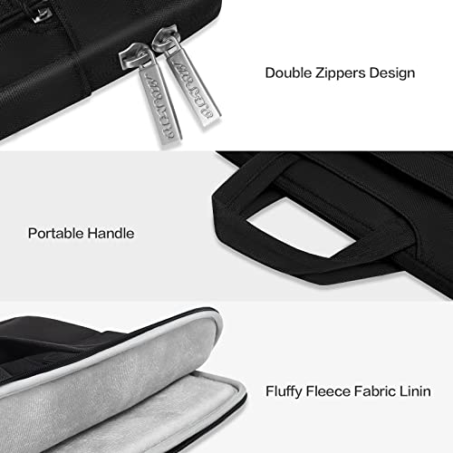MOSISO Laptop Shoulder Bag Compatible with MacBook Air 15 inch M2 A2941 2023/Pro 15 A1990 A1707, 15 Surface Laptop 5/4/3,Dell XPS 15,Polyester Flapover Briefcase Sleeve Case, Black
