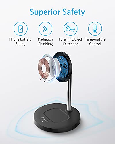 Anker Wireless Charging Stand, PowerWave 2-in-1 Magnetic Stand Lite with USB-C Cable, for iPhone 14/14 Pro/14 Plus/14 Pro Max/13/13 Pro /13 Pro Max, AirPods 2/Pro (No AC Adapter)