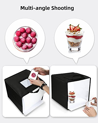 Glendan Mini Photo Studio Light Box, 14" x 10" Photo Shooting Tent kit, Portable Foldable Light Box Photography with 112pcs LED Light, 6 Color PVC Backgrounds, 4 Reflection Boards for Small Items