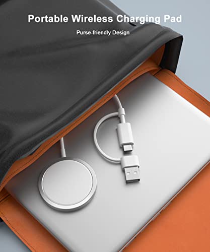 Basesailor Magnetic Wireless Charger with USB C Adapter,Portable Travel Cordless Qi Fast Charging Pad for MagSafe,iPhone 13 12 11 14 Pro Max Mini,SE XR XS,AirPods,Samsung Galaxy S23 S22 Z Fold Flip