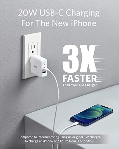 USB C Charger, Anker 32W 2 Port Charger with 20W USB C Power Adapter, PowerPort PD 2 with Foldable Plug for iPad/iPad Mini, for iPhone 14/14 Plus/14 Pro/14 Pro Max/13, Pixel, Galaxy, and More