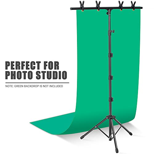 Coliflor T-Shape Portable Backdrop Stand, 6.5x3.2ft Adjustable Photo Background Stand Kit, Sturdy Small Back Drop Holder with 4 Spring Clamps, Carry Bag for Parties, Photography and Video Studio