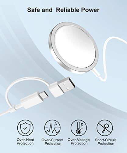 Basesailor Magnetic Wireless Charger with USB C Adapter,Portable Travel Cordless Qi Fast Charging Pad for MagSafe,iPhone 13 12 11 14 Pro Max Mini,SE XR XS,AirPods,Samsung Galaxy S23 S22 Z Fold Flip