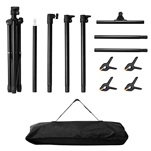 Coliflor T-Shape Portable Backdrop Stand, 6.5x3.2ft Adjustable Photo Background Stand Kit, Sturdy Small Back Drop Holder with 4 Spring Clamps, Carry Bag for Parties, Photography and Video Studio