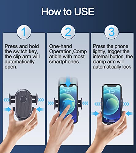 Mueczeo Windshield Phone Mount for Car, Rearview Holder Rotatable and Retractable Car Phone Holder for Car, 360° Rotating Car Phone Holder Mount Compatible with iPhone, Samsung & Other Smartphones