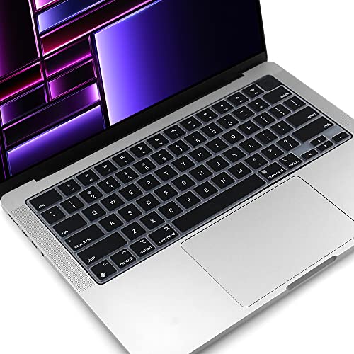 ProElife Keyboard Cover Skin for 2023 MacBook Air 15 inch M2 A2941 / MacBook Pro 14 16 inch M3 M2 Pro/Max A2918 A2992 A2991 A2779 A2780 US Enter (ANSI) Silicon Keyboard Protector Accessory (Black)
