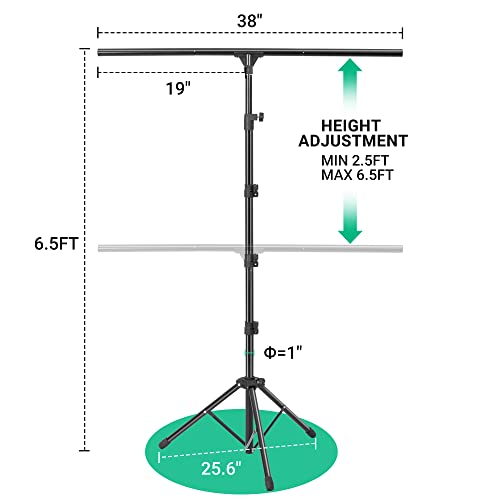 Coliflor T-Shape Portable Backdrop Stand, 6.5x3.2ft Adjustable Photo Background Stand Kit, Sturdy Small Back Drop Holder with 4 Spring Clamps, Carry Bag for Parties, Photography and Video Studio