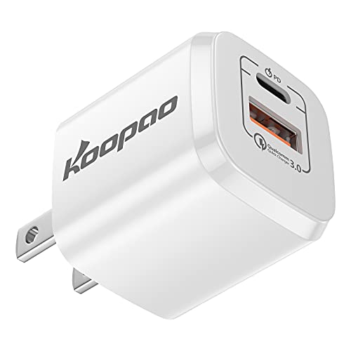 USB C Charger-Plugs for iPhone Charger,KOOPAO 33W Dual Port Charger Blocks Support PD Charge QC Charge Compatible with iPhone 13/Samsung S21/S20/Google Pixel 6/5 ect
