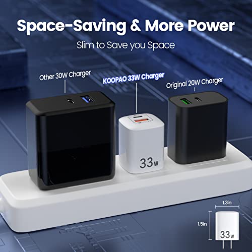 USB C Charger-Plugs for iPhone Charger,KOOPAO 33W Dual Port Charger Blocks Support PD Charge QC Charge Compatible with iPhone 13/Samsung S21/S20/Google Pixel 6/5 ect