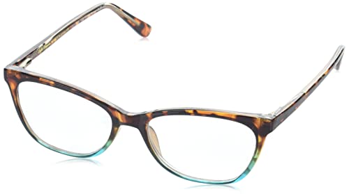 Sofia Vergara x Foster Grant Women's Teresa Reading Glasses Cat-Eye, Tortoise and Crystal Turquoise, 52 mm + 1.75