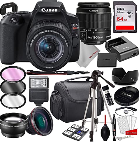 Canon EOS Rebel SL3 DSLR Camera with 18-55mm is STM Zoom Lens Bundle + 64GB Memory, Case, Tripod, Extra Battery and More