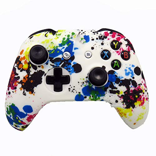 Silicone Protective Skin Case for XBox One X S Controller Protector Water Transfer Printing Camouflage Cover Grips Caps,Rose Red Camo