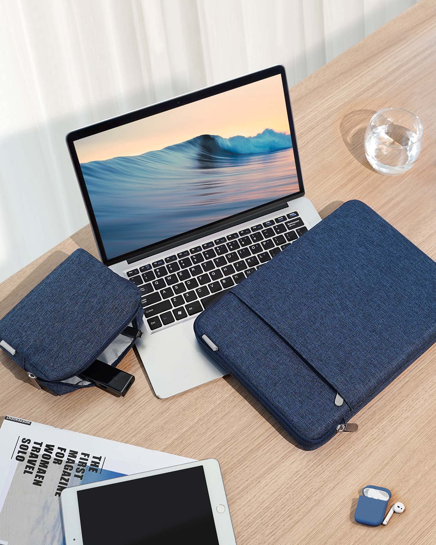Inateck 360° Protection Laptop Bag with Accessory Bag, Compatible with 13-inch MacBook Air/Pro M3 M2 M1 2016-2024, Blue