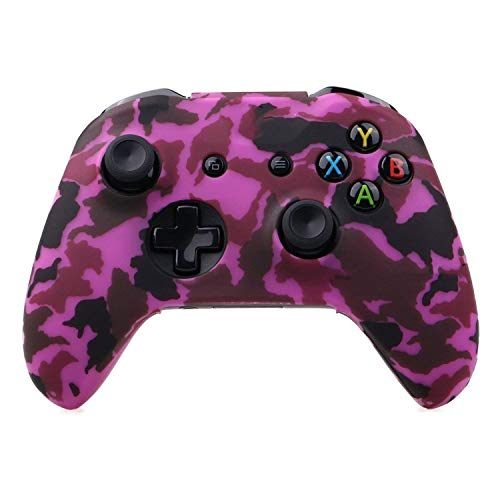 Silicone Protective Skin Case for XBox One X S Controller Protector Water Transfer Printing Camouflage Cover Grips Caps,Rose Red Camo