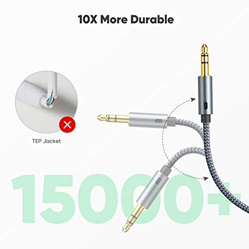 oldboytech 2 Pack AUX Cord, 3.5mm Audio Cable [4ft/1.2M, Hi-Fi Sound] Nylon Braided AUX Auxiliary Cable for Car Compatible with Stereos, Speaker, iPod iPad, Headphones and More(Grey)
