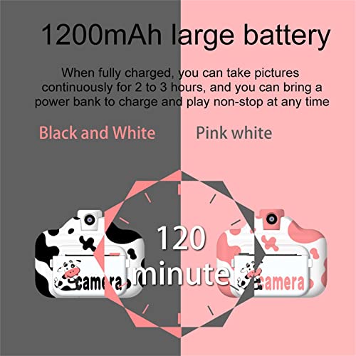Pocket Printer, Fmystery Gifts for Kids, Portable Printer 2.4-Inch High-Definition Screen, 1200 MAh Battery, Children's Digital Video Camera, Support Photo, Video and Printing (Black)