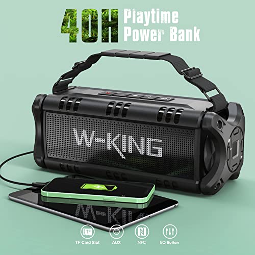 W-KING Bluetooth Speaker, 50W IPX6 Waterproof Loud Speakers Bluetooth Wireless, Large Outdoor Portable Bluetooth Speakers with Subwoofer for Deep Bass/Bluetooth 5.0/Power Bank/40H Play/TF/AUX/NFC/EQ