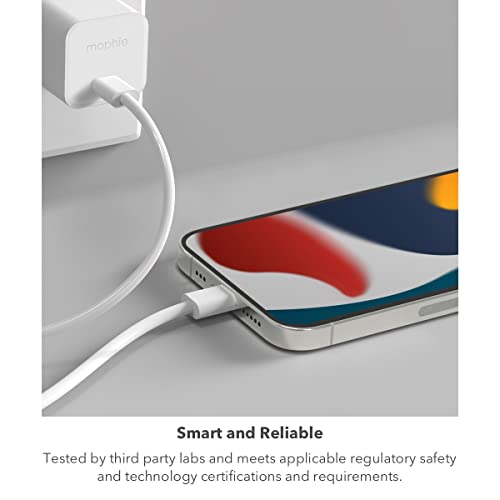 mophie USB C Charger GaN 20W Fast Compact Charger for MacBook Pro 13, Galaxy S22/S22+/S22 Ultra/S21, Note 20/10, iPhone 14/13/12 Pro, and More - White