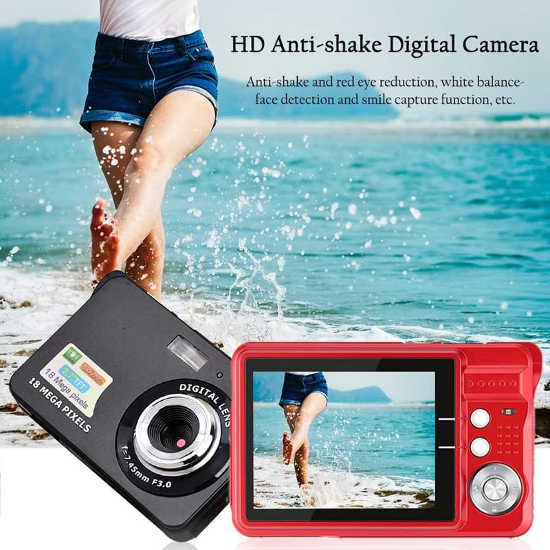 Digital Camera, Compact Camera,2.7 inch Pocket Camera,Rechargeable Small Digital Camera for Kids,School,Children,Adults,Photography with Digital Zoom(32GB SD Card Included,1 Battery) (Black)