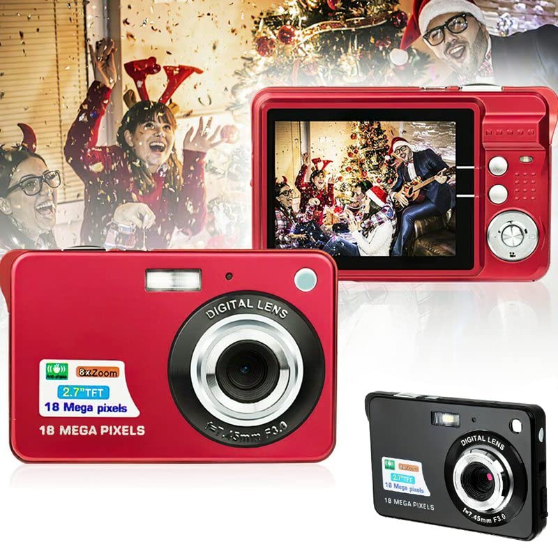 Digital Camera, Compact Camera,2.7 inch Pocket Camera,Rechargeable Small Digital Camera for Kids,School,Children,Adults,Photography with Digital Zoom(32GB SD Card Included,1 Battery) (Black)