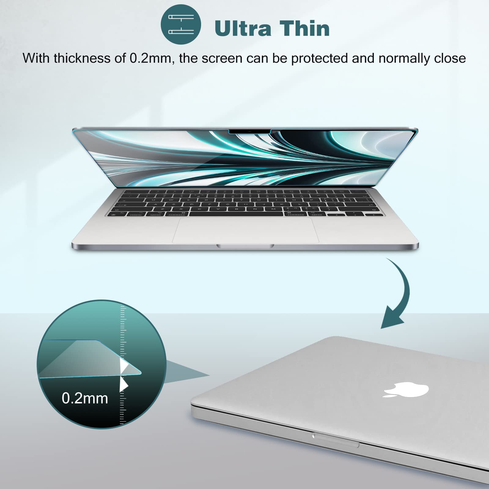 ProCase Screen Protector Compatible with MacBook Air 13.6 Inch 2022 Released Model A2681, Tempered Glass Film Guard for MacBook Air 13.6 2022 A2681 with M2 Chip & Touch ID