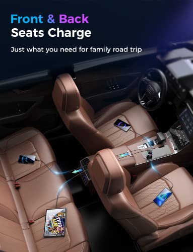 USB C Car Charger, 45W 4 Ports Super Fast Car Charger Adapter, PD3.0 & QC3.0 30W Type C Car Charger Compatible with iPhone 14 Pro Max/Pro/Samsung Galaxy 22/Google Pixel, Cigarette Lighter USB Charger