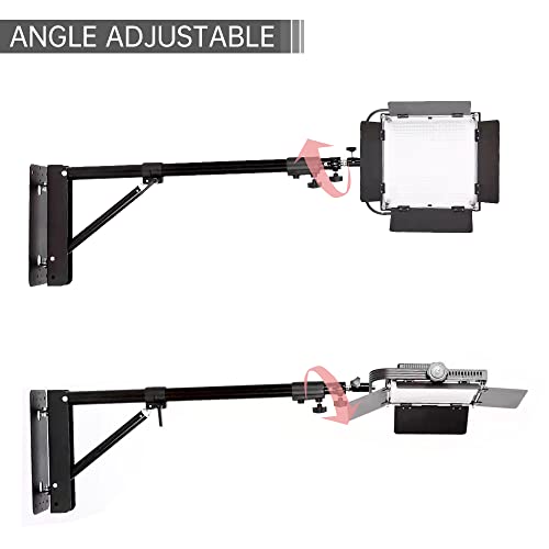 AISIMEE Wall Mounting Triangle Boom Arm for Photography Strobe Light, Monolight, Softbox, Umbrella, Reflector and Ring Light, Support 180 Degree Rotation, Max Length 4 Feet/125cm (Black)