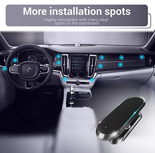 2 Pack Magnetic Zinc Alloy Car Phone Mount, Upgrade Magnet N52 8pcs, Universal Dashboard Holder, Cell Phone Grip Car Kits, 360° Adjustable Super Strong Magnet for Samsung, iPhone, LG, Pixel-Black