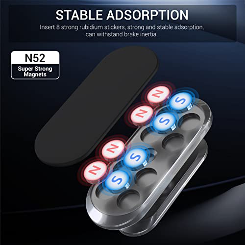 2 Pack Magnetic Zinc Alloy Car Phone Mount, Upgrade Magnet N52 8pcs, Universal Dashboard Holder, Cell Phone Grip Car Kits, 360° Adjustable Super Strong Magnet for Samsung, iPhone, LG, Pixel-Black