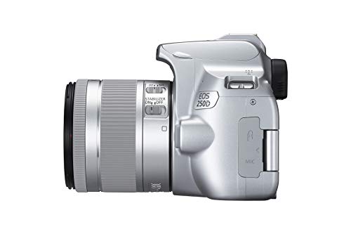 Canon EOS 250D (Rebel SL3) DSLR Camera w/ 18-55mm is STM Lens (Silver) (International Model) (Renewed)