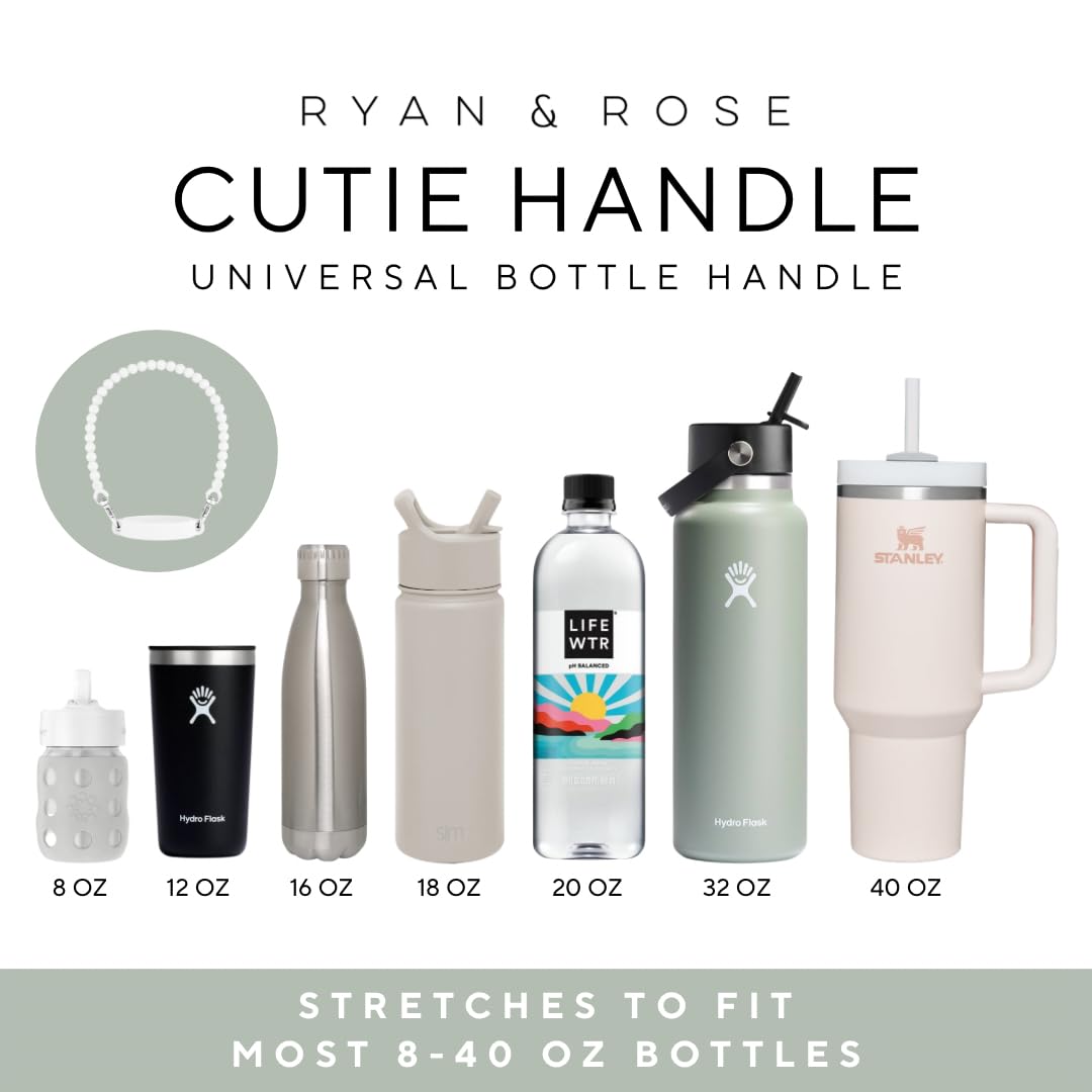 Ryan & Rose Water Bottle Handle - Water Bottle Sling, Carrier, Holder with strap - Soft Durable Silicone - Fits Most 8-40oz Bottles - Compatible Stanley Cup Accessories (Warrior)
