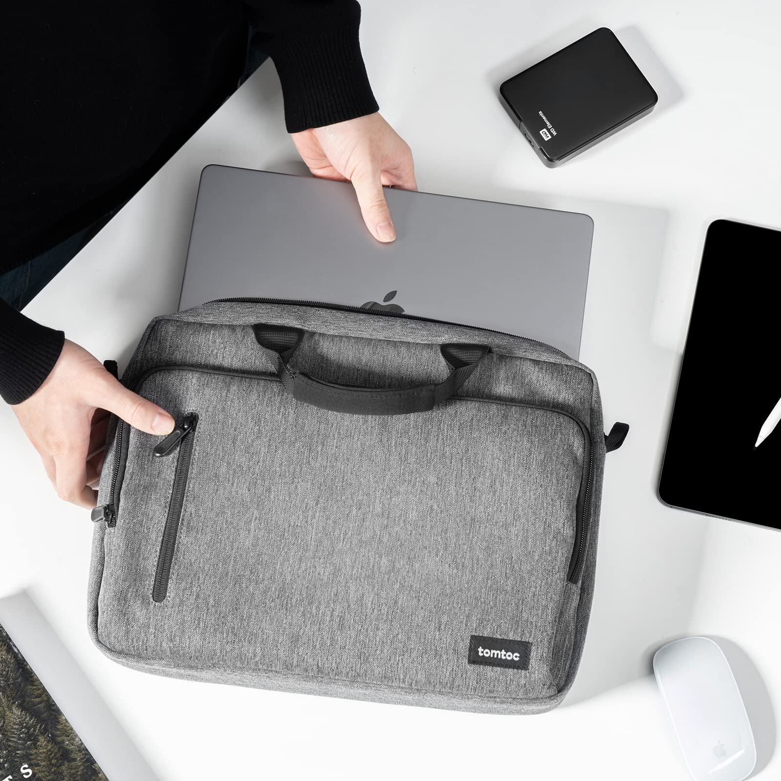 tomtoc Protective Laptop Shoulder Bag for 15.6 Inch Universal HP Dell Acer ASUS Lenovo Laptop Chromebook Ultrabook, Multi-Functional Business Laptop Briefcase for 15 16 In MacBook Air/Pro M4/M3/M2/M1