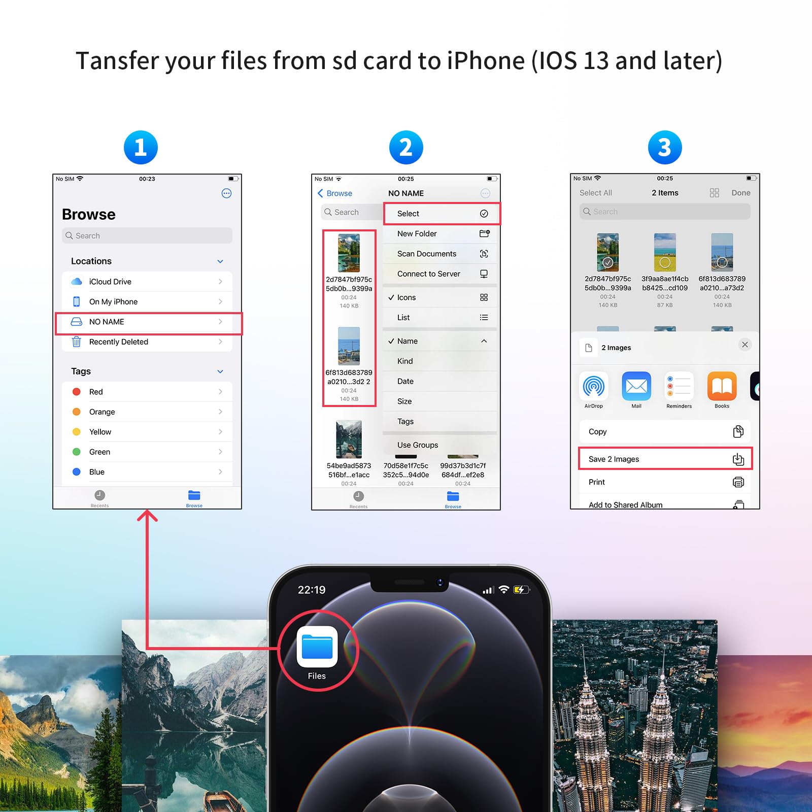Sd Card Reader for iPhone iPad Digital Camera, Dual Card Slot Card Reader Compatible with Sd and Micro Sd Card, Memory Card Reader Sd Card Adapter to iPhone iPad, No APP Need Plug and Play