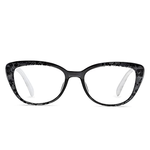 Foster Grant Disney x Women's Dreamer Cat-Eye Reading Glasses, Black and Crystal with Mickey Mouse Print, 48 mm + 1.75