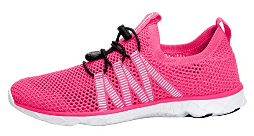 SUOKENI Women's Quick Drying Slip On Water Shoes for Beach or Water Sports Rose Red,Size:US 7.5/EU 38