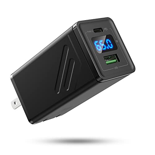 65W USB C Charger, Feiger 65W PD 3.0 GaN Wall Charger 2-Port PPS Fast Charger USB C Power Adapterwith LCD Screen Power Display…