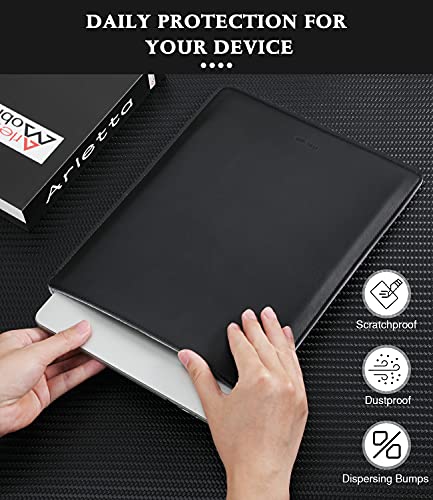 MoKo Laptop Sleeve Compatible with 13.3 MacBook Air Pro, iPad Air/Pro 13 inch, Surface Pro 9/8, PU Leather Notebook Briefcase Carrying Bag Slim Stylish Case Pouch, Black