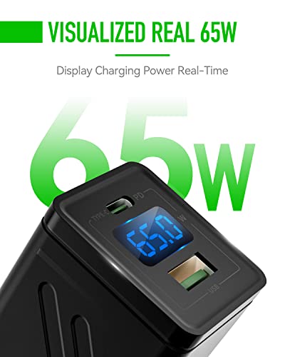 65W USB C Charger, Feiger 65W PD 3.0 GaN Wall Charger 2-Port PPS Fast Charger USB C Power Adapterwith LCD Screen Power Display…