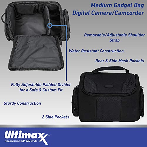 Ultimaxx Essential Bundle + Panasonic Lumix DMC-FZ300 Digital Camera + SanDisk 32GB Ultra SDHC Memory Card, Spare Battery, Water-Resistant Gadget Bag, High Speed Memory Card Reader & More(16pc Bundle)