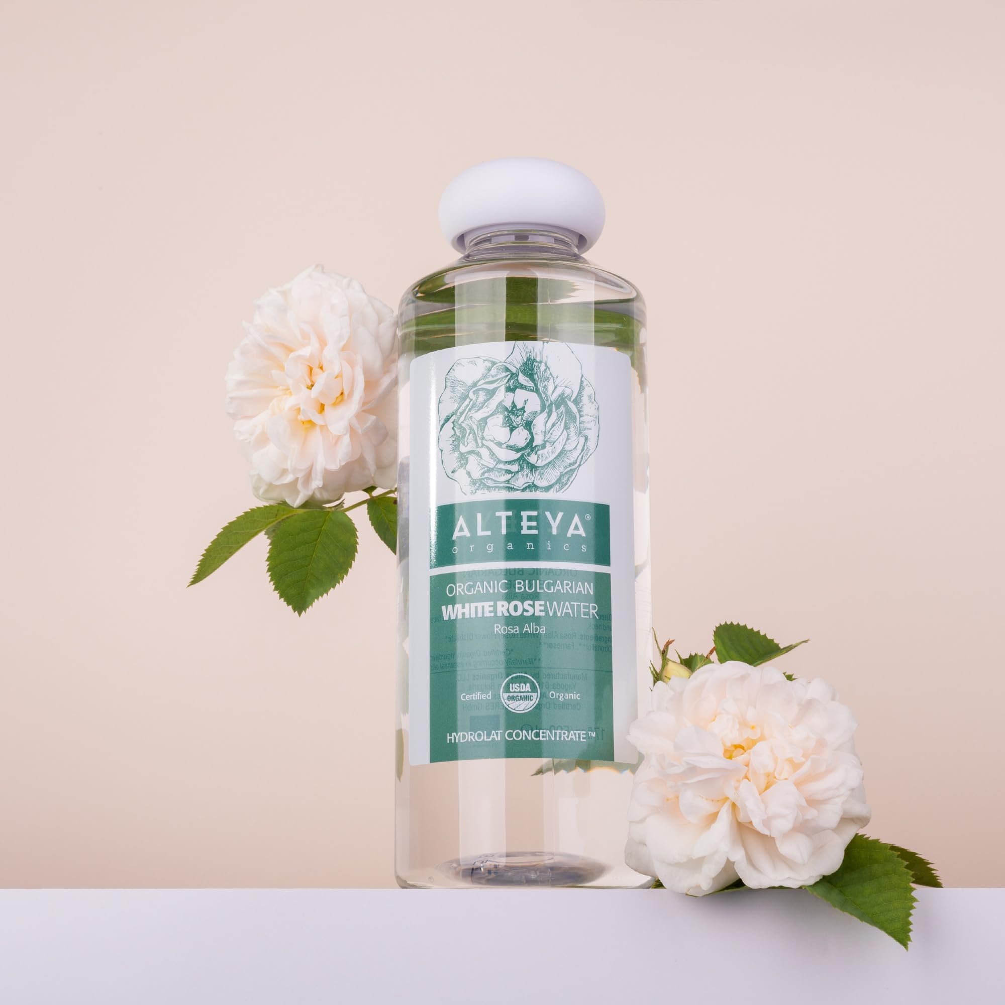 Bulgarian White Rose Water (Rosa Alba) - 100% Pure USDA Certified Organic Face Toner - 17 Fluid Ounces