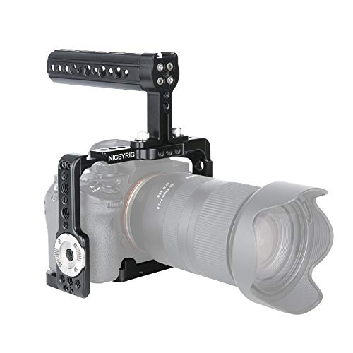 NICEYRIG Camera Cage Kit for Sony A7RIII/ A7RIV/ A7IV/ A7III/ A7SIII/ A7RII/ A7SII/ A7II/ A9, with Cheese Top Handle and Cable Lock Clamp - 190