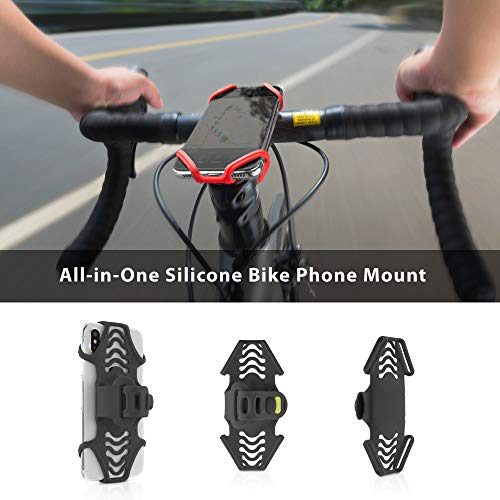 Bone】 Bike Tie Pro 2, Universal Bike Phone Mount for Stem Mount, Bicycle Motorcycle Stem Handlebar Cell Phone Holder for iPhone 12 11 Pro Max XS XR 8 7 6 Plus (Black)