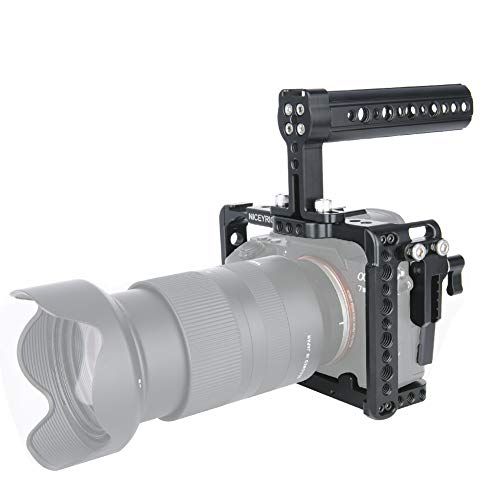 NICEYRIG Camera Cage Kit for Sony A7RIII/ A7RIV/ A7IV/ A7III/ A7SIII/ A7RII/ A7SII/ A7II/ A9, with Cheese Top Handle and Cable Lock Clamp - 190