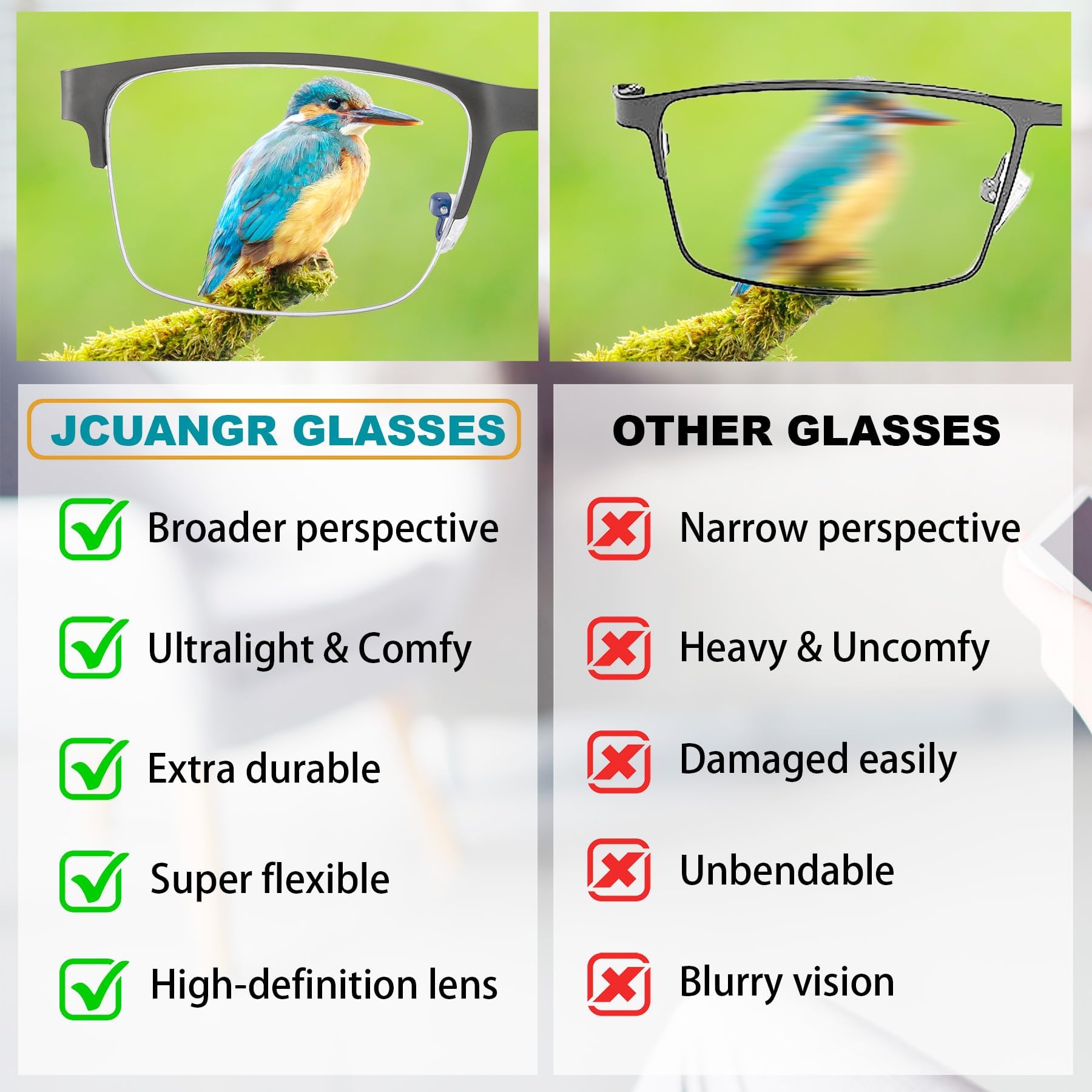 Bifocal Reading Glasses for Men, No Line Bifocals Progressive MultiFocus Readers, Wide Clear Top Transition Non Prescription Multifocal Eyeglasses,Large Anti Blue Light Multi focals Half Frame +1.75