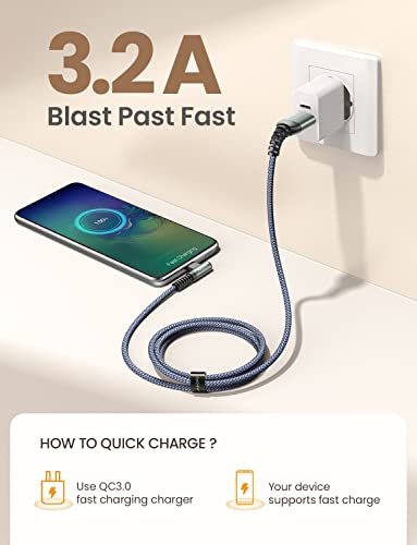 AINOPE USB C Cable 4-Pack [10/6.6/3.3/3.3ft] 3.2A Type C Charger Fast Charging Right Angle, USB C Charger Nylon Braided Compatible with Galaxy S10 S9 S8 Plus S21, Note 10 9 8, LG, Type C Cable