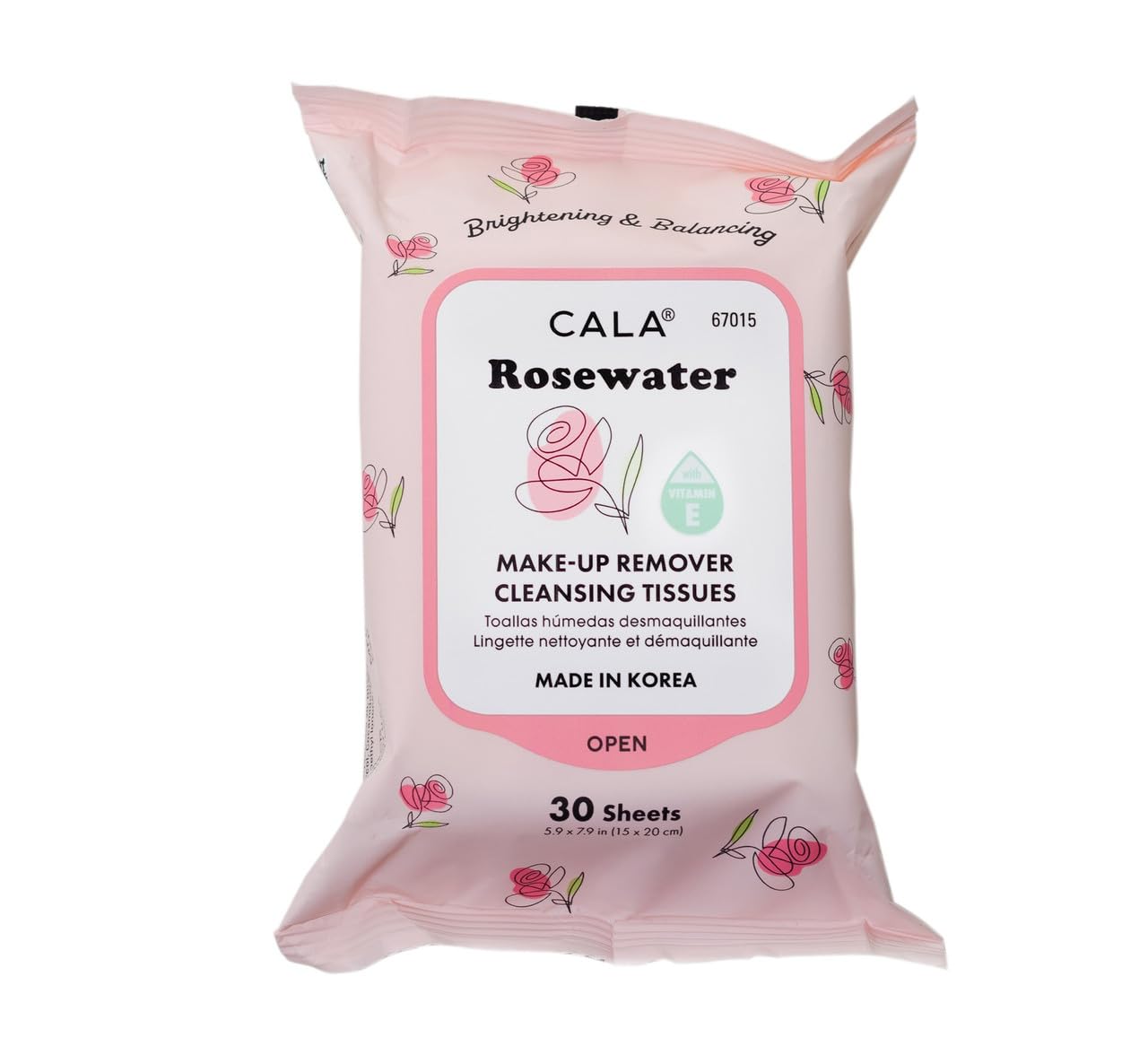 Cala Rose water make-up remover cleansing tissues 30 count, 30 Count