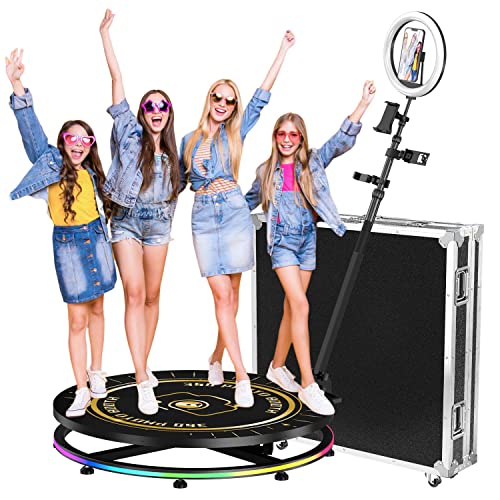 360 Photo Booth Machine for Parties 39.4"(100cm) with Flight Case Custom Logo 3-5 People to Stand Software APP Control, FUTOBOOZ 360 Video Camera Booth Selfie Platform Spin 360 Automatic Slow Motion